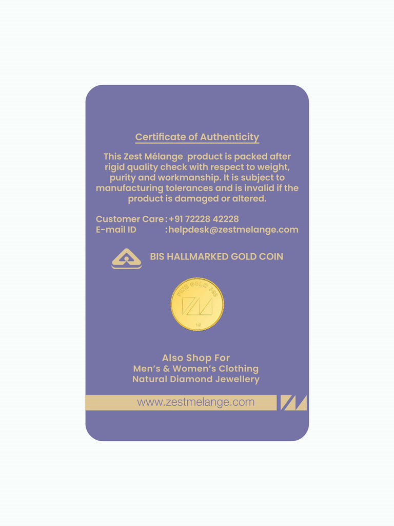 Zest Mélange | 1 Gram 995 Purity Goddess Laxmi Gold Coin