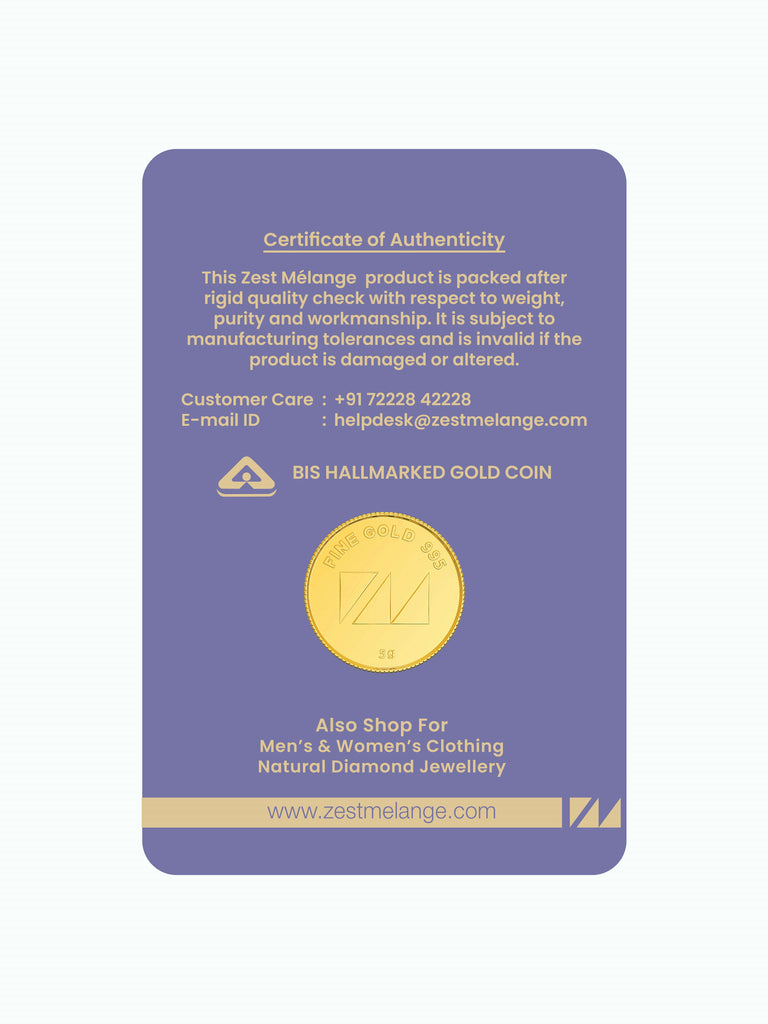 Zest Mélange | 5 Gram 995 Purity Goddess Laxmi Gold Coin